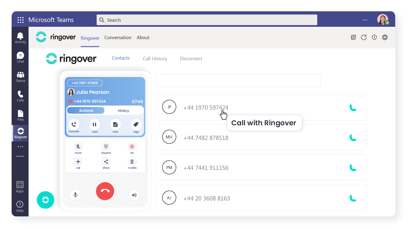 Microsoft Teams CTI Integration VoIP Phone Ringover