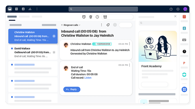 Front Phone System Integration (VoIP / Dialer) | Ringover