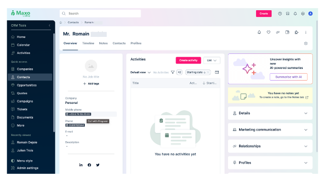 Maxo by Efficy Phone System - VoIP & Dialer Integration | Ringover