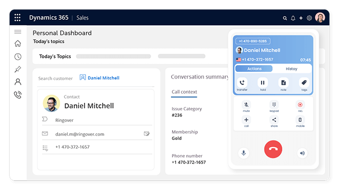 Microsoft Dynamics Phone System Integration (VoIP / Dialer) | Ringover