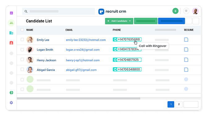 Recruit CRM integration - Increase the productivity of your recruiters | Ringover