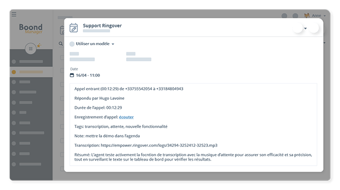 Intégration BoondManager - Ringover pour passer des appels depuis votre ERP | Ringover